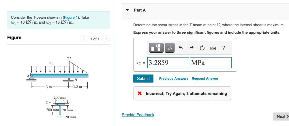 Solved Consider the T-beam shown in . Take w1=10kN/m and | Chegg.com