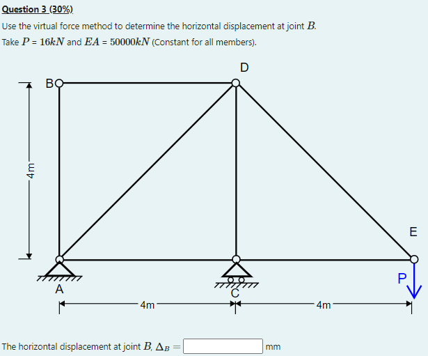 Solved Question 3 (30%) Use the virtual force method to | Chegg.com