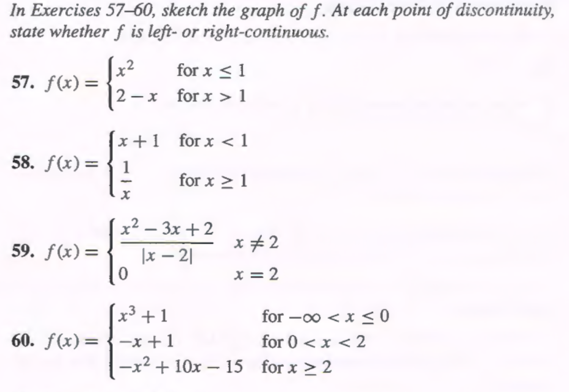 Solved In Exercises 57-60, sketch the graph of f. At each | Chegg.com