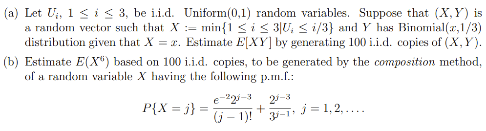 Solved (a) Let Ui,1≤i≤3, be i.i.d. Uniform (0,1) random | Chegg.com