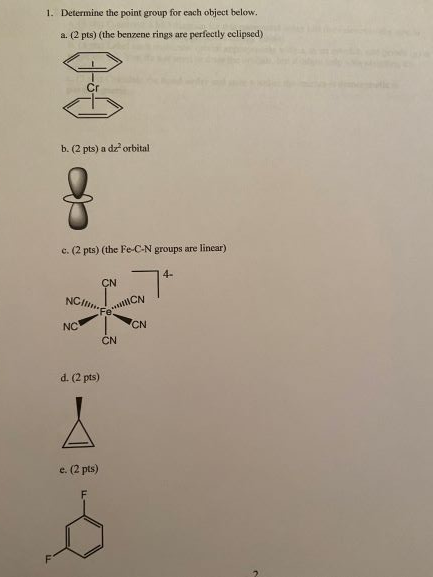 Solved 1. Determine the point group for each object below. | Chegg.com