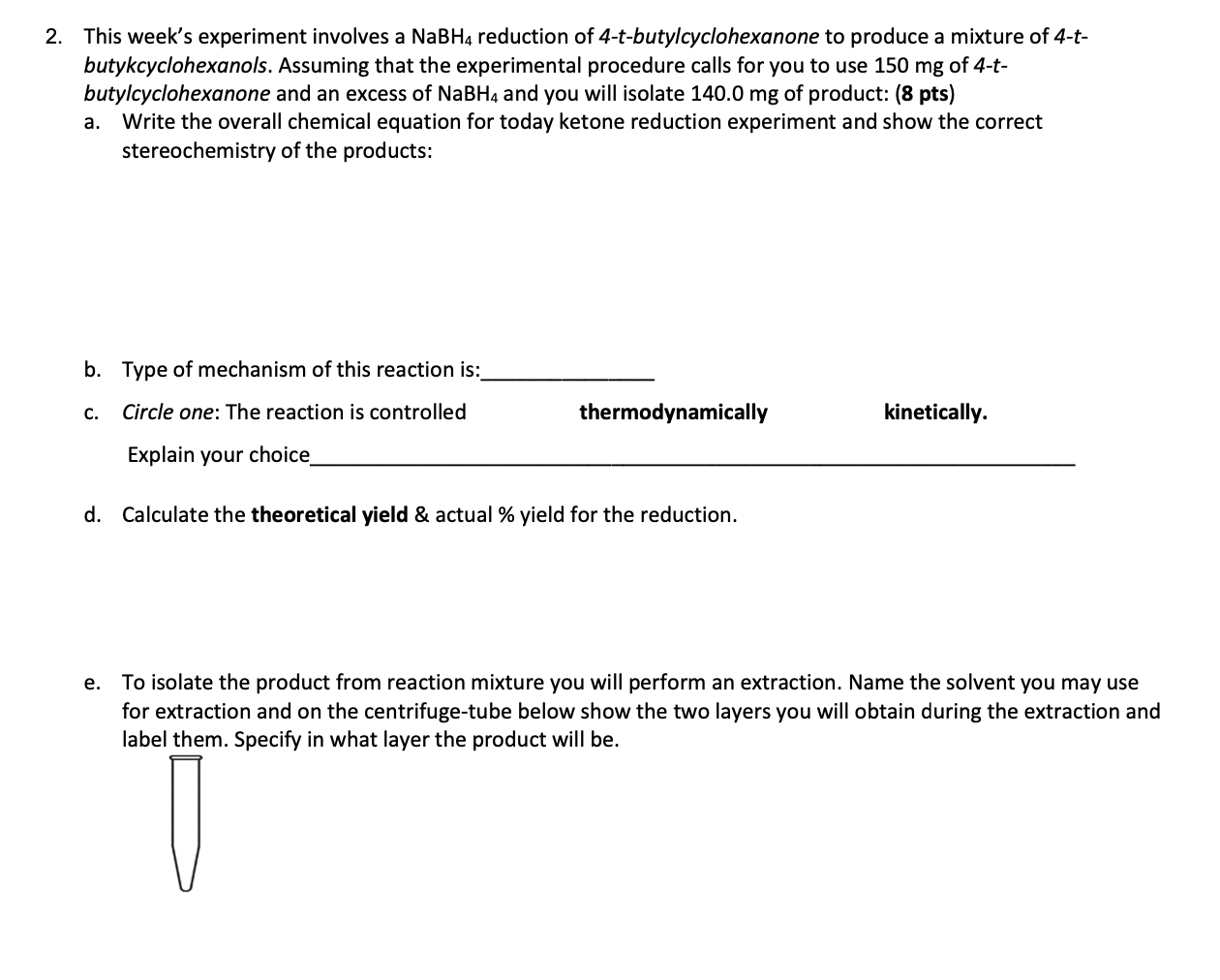 Solved 2 This Weeks Experiment Involves A Nabh4 Reduction