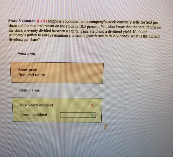 Solved Stock Valuation [LO1] Suppose you know that a | Chegg.com