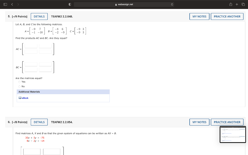 Solved webassign.net + D 5. [-19 Points] DETAILS TEAFM2 | Chegg.com