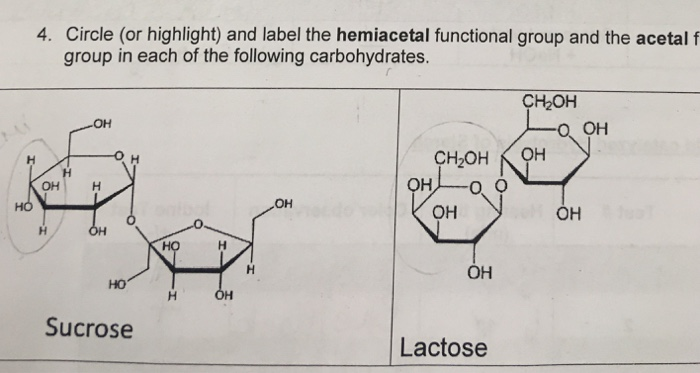 Solved 4. Circle (or highlight) and label the hemiacetal | Chegg.com