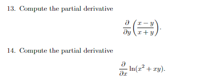 Solved 13. Compute the partial derivative SO a ay +y 14. | Chegg.com