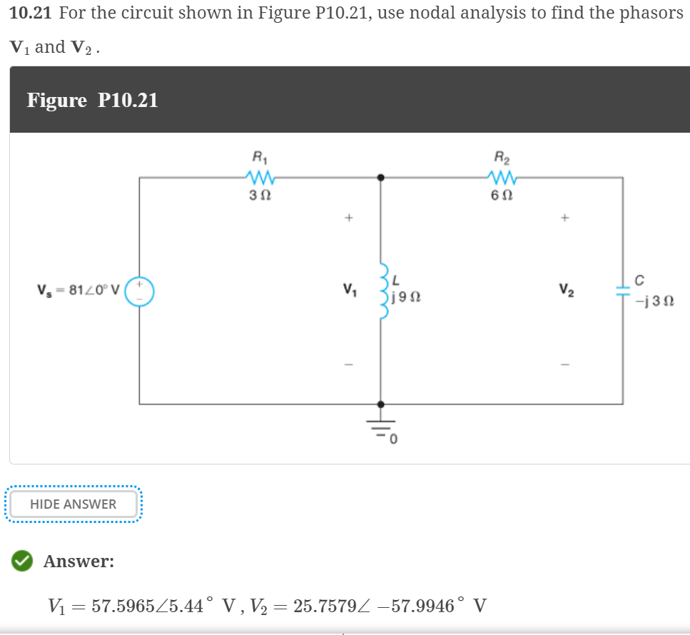 Solved 10.21 For the circuit shown in Figure P10.21, use | Chegg.com