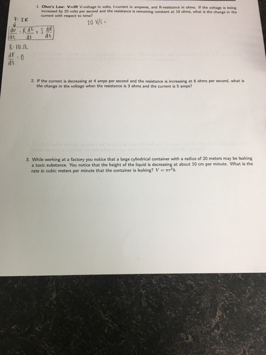 Solved Ohm's Law: VIR V.voltage in volts, -current in | Chegg.com