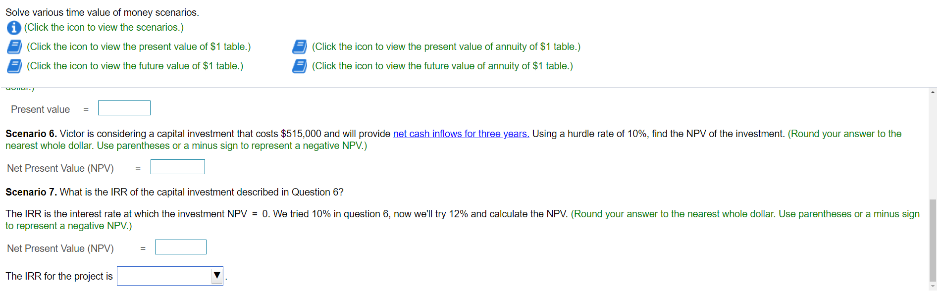 Solved Solve various time value of money scenarios. (Click | Chegg.com