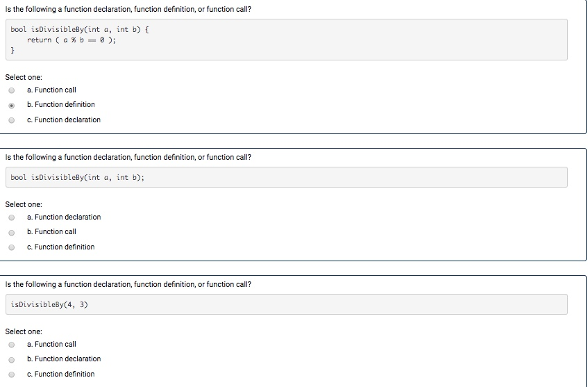 Solved Is The Following A Function Declaration Function
