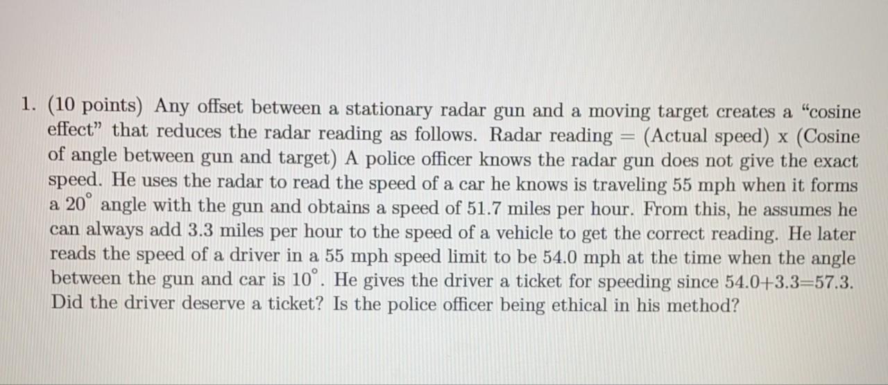 Solved 1. (10 points) Any offset between a stationary radar | Chegg.com