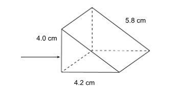Solved A right-triangular prism has edge lengths of 4.2 cm, | Chegg.com