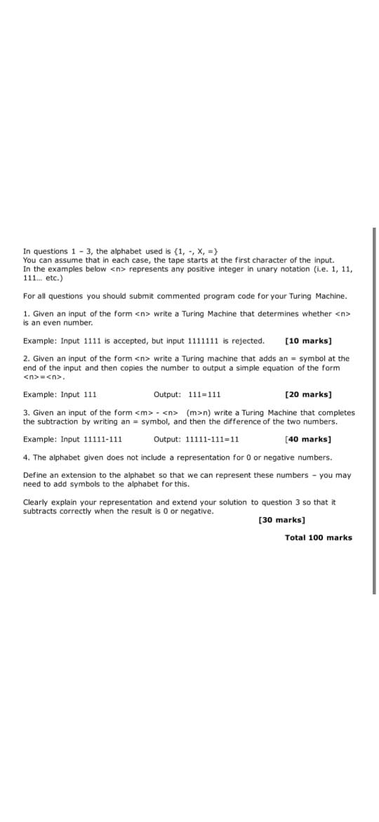 Solved In questions 1 - 3, the alphabet used is {1, -, X, => | Chegg.com