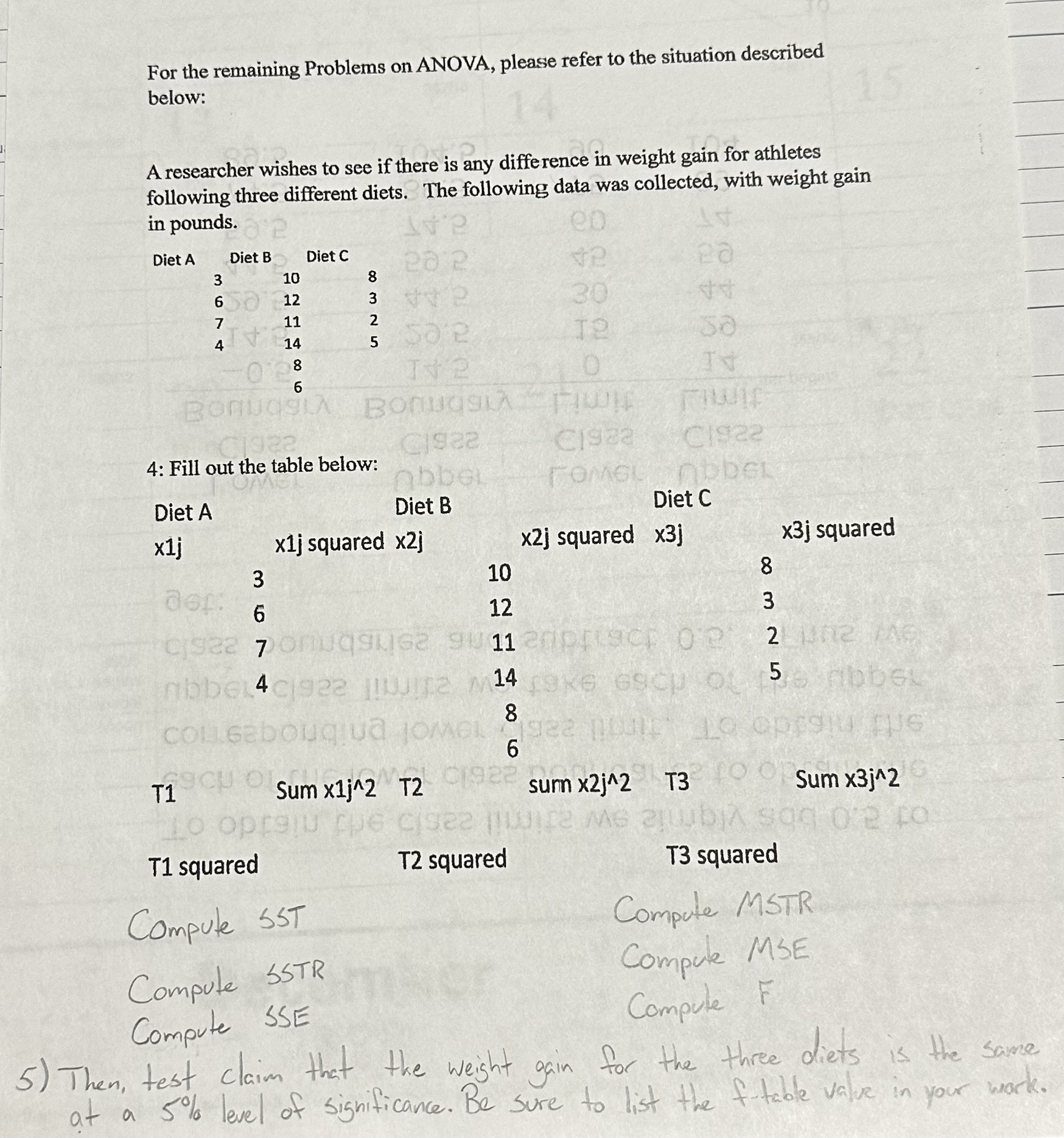 For the remaining Problems on ANOVA, please refer to | Chegg.com