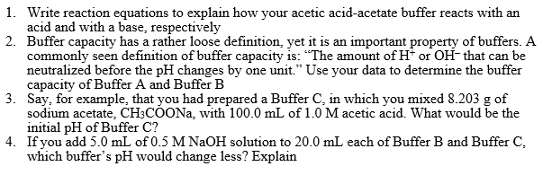 Solved Buffer A: 25ml = Volume of ACOH → 4.55 ml = volume of | Chegg.com