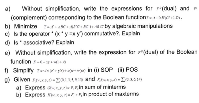 Solved a) Without simplification, write the expressions for | Chegg.com