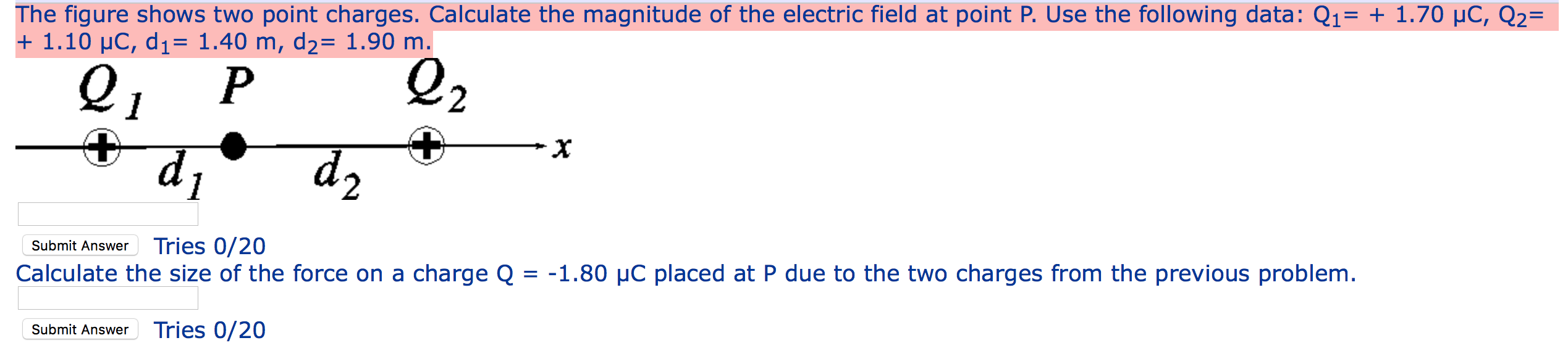 Solved The figure shows two point charges. Calculate the | Chegg.com