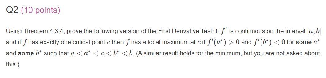 Solved Q2 (10 points) Using Theorem 4.3.4, prove the | Chegg.com