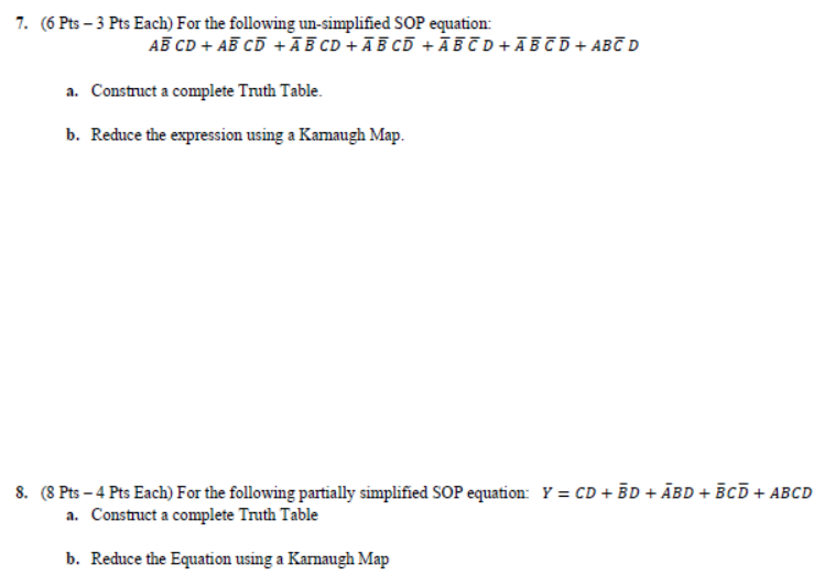 7. (6 Pts -3 Pts Each) For the following | Chegg.com
