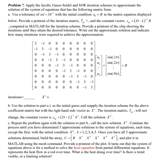 Problem 7. Apply the Jacobi, Gauss-Seidel and SOR | Chegg.com