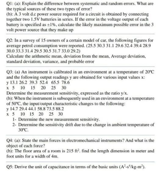 Solved Q1: (a): Explain the difference between systematic | Chegg.com