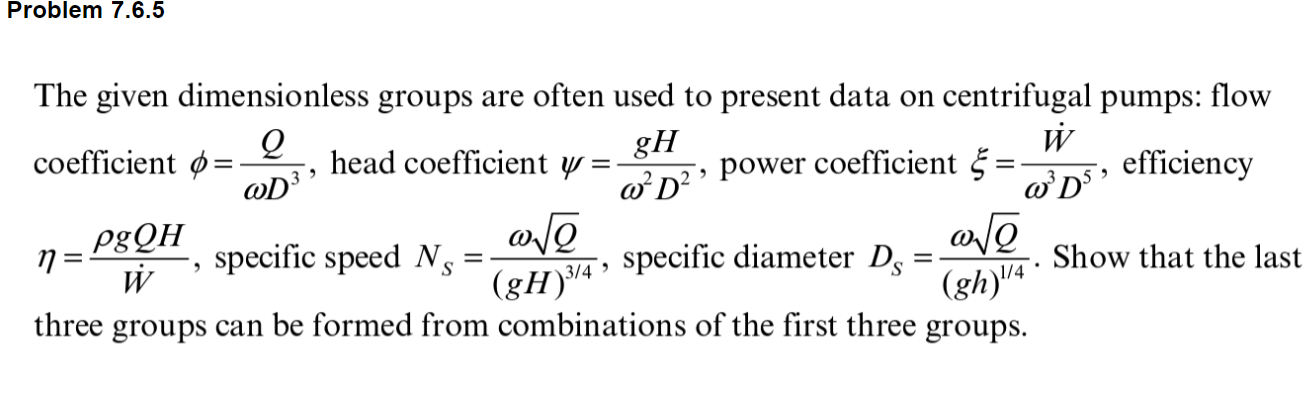 Solved The given dimensionless groups are often used to | Chegg.com