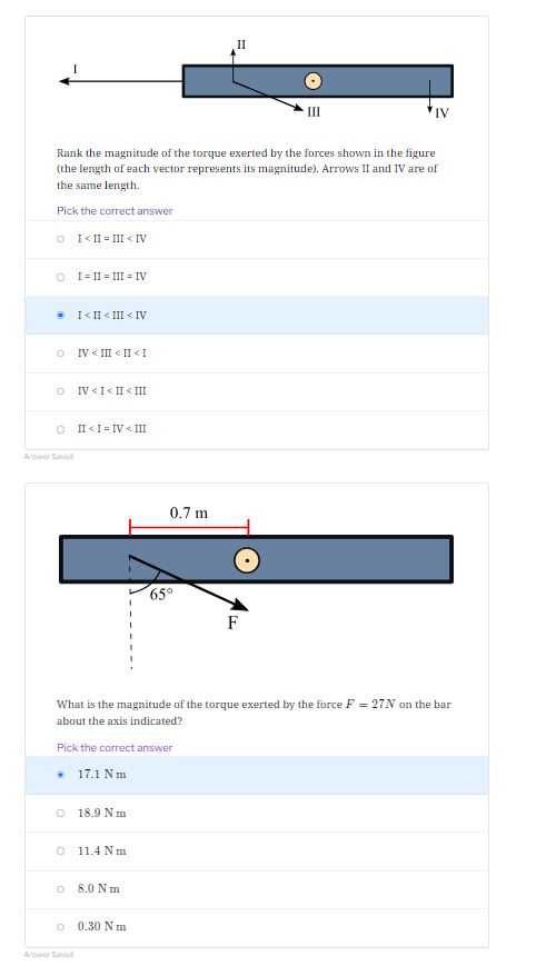 Solved Rank the magnitude of the torque exerted by the | Chegg.com