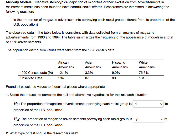 Solved Minority Models - Negative stereotypical depiction of | Chegg.com