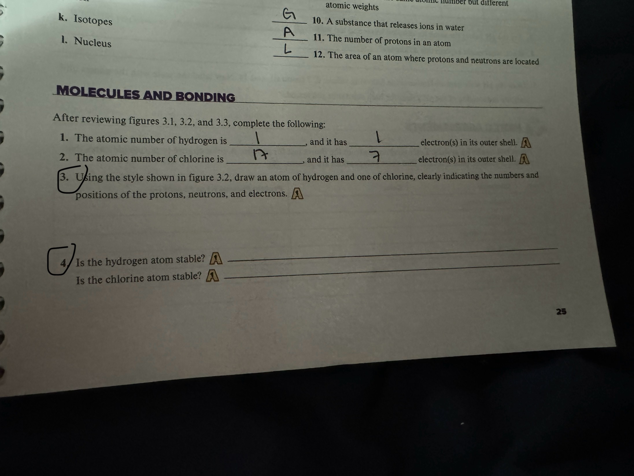3. ﻿Using the style shown in figure 3.2 ﻿draw an atom | Chegg.com