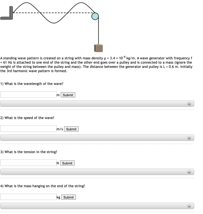 Solved A standing wave pattern is created on a string with | Chegg.com