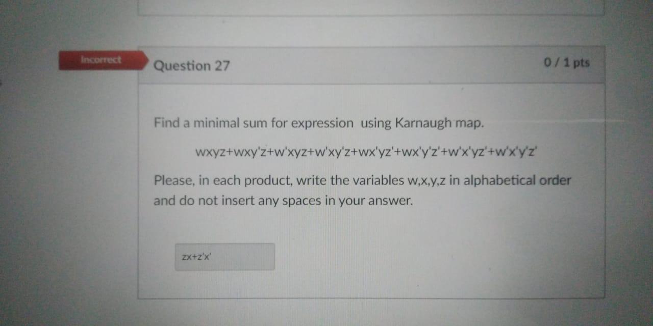 Solved Find a minimal sum for expression using Karnaugh map. | Chegg.com