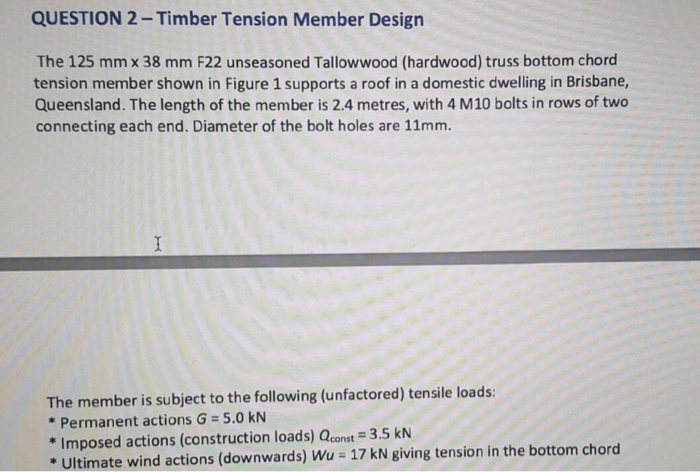QUESTION 2-Timber Tension Member Design The 125 mm x | Chegg.com