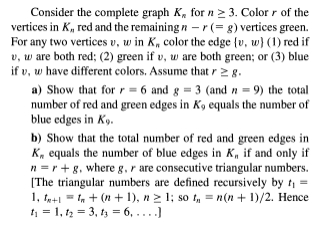 Solved Consider the complete graph Kn for n≥3. Color r of | Chegg.com