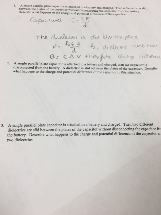 Solved A single parallel plate capacitor is attached to a | Chegg.com