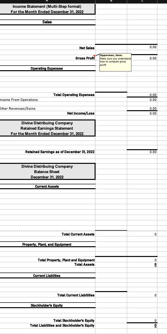 Income Statement (Multi-Step format) For the Month | Chegg.com