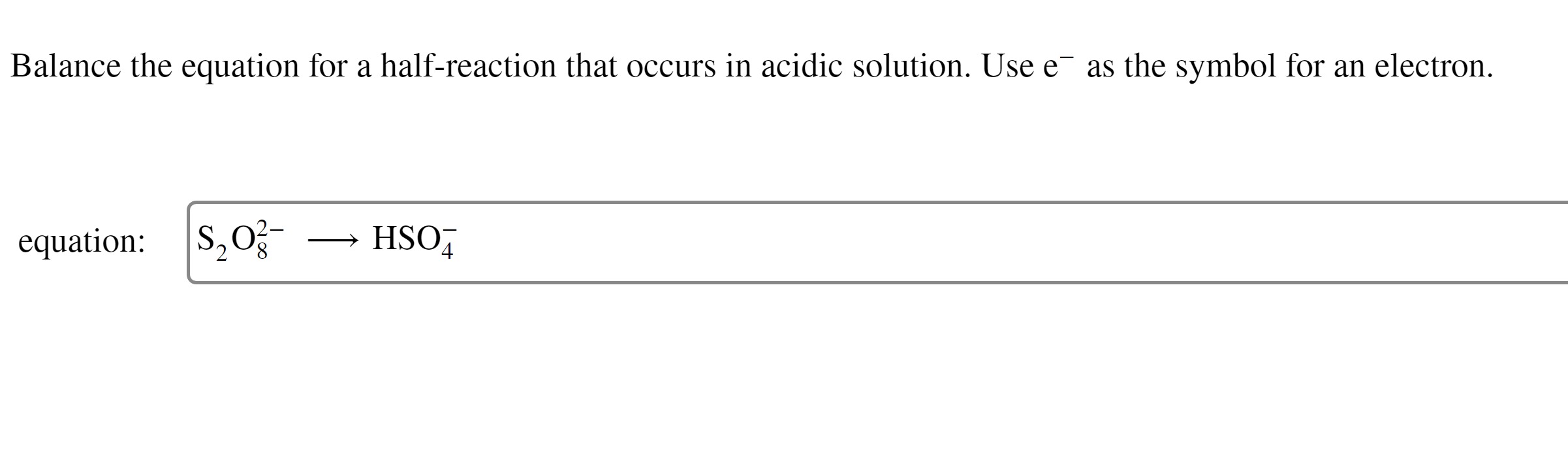 Solved Balance the equation for a half-reaction that occurs | Chegg.com