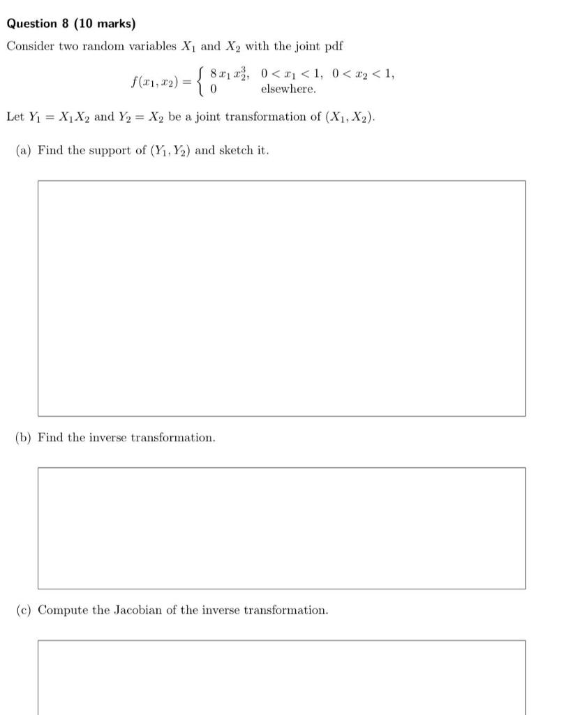 Solved Question 8 10 Marks Consider Two Random Variables 0393
