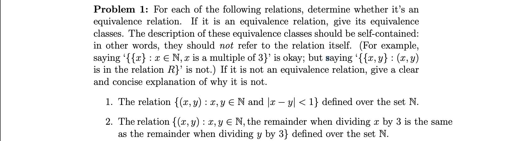Solved Problem 1: For each of the following relations, | Chegg.com