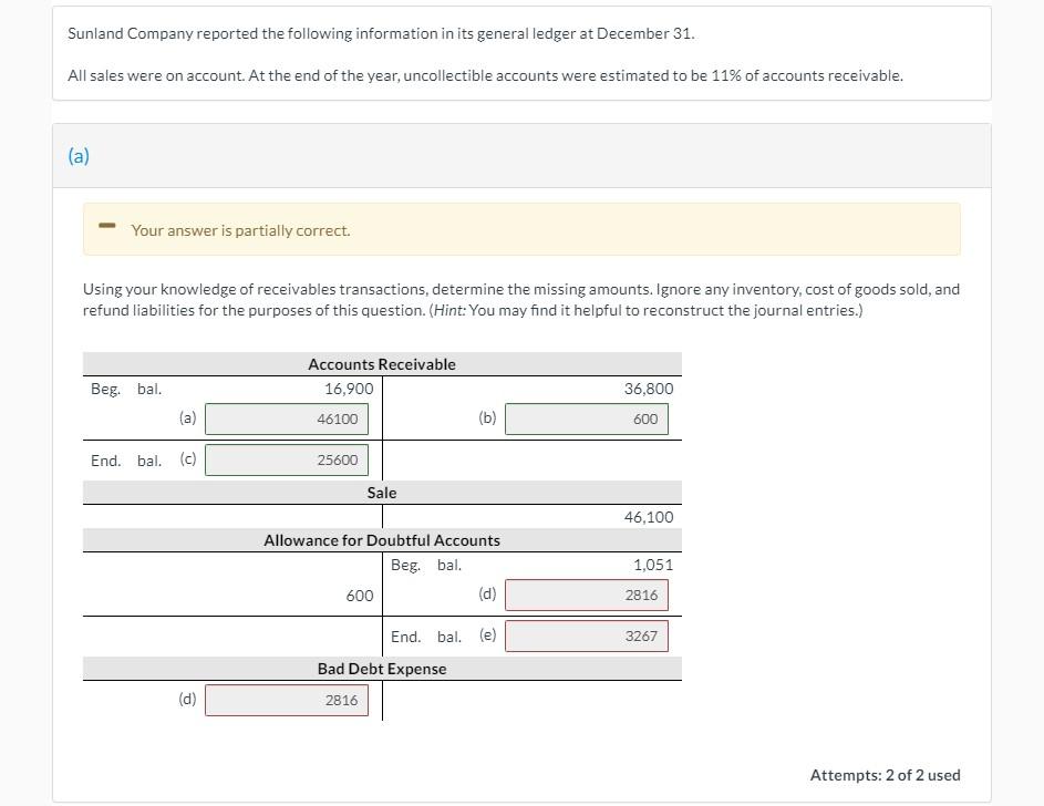 Solved Sunland Company reported the following information in | Chegg.com