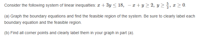 Solved Consider The Following System Of Linear Inequalties