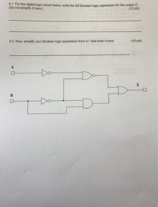 Solved 4.1 For the digital logic circuit below, write the | Chegg.com