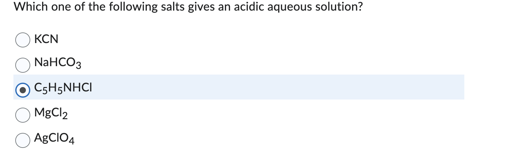 Solved Which one of ﻿the following salts gives an ﻿acidic | Chegg.com