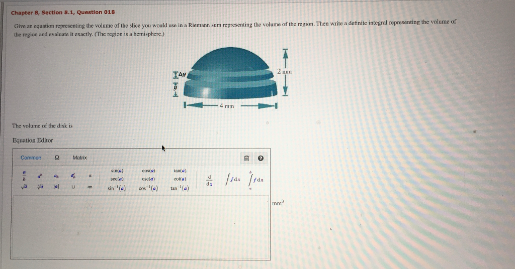 Solved Chapter 8, Section 8.1, Question 018 Give an equation | Chegg.com