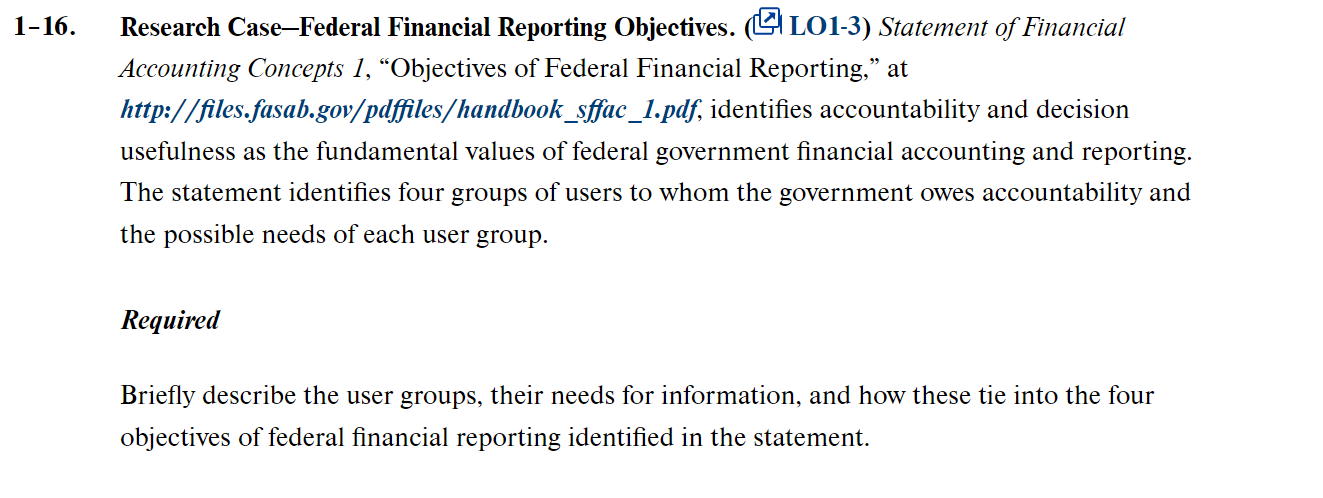 Solved 1-16. Research Case-Federal Financial Reporting | Chegg.com