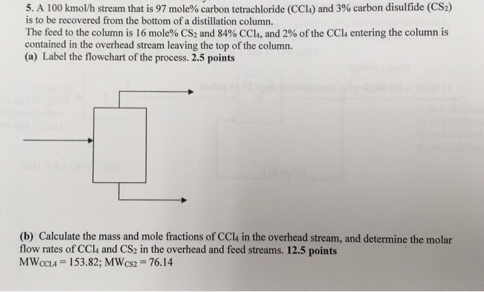5. A 100 kmol h stream that is 97 mole% carbon | Chegg.com