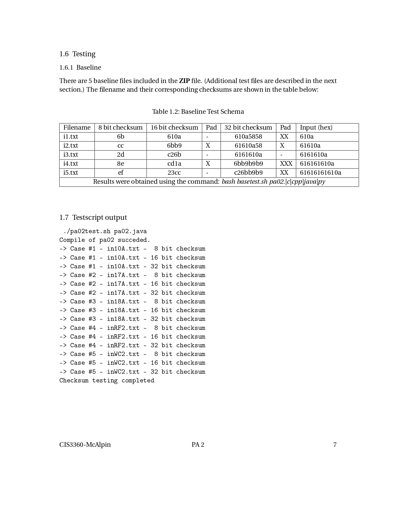 Solved printf ( 1%2 d bit checksum is %81x for all %4 d | Chegg.com