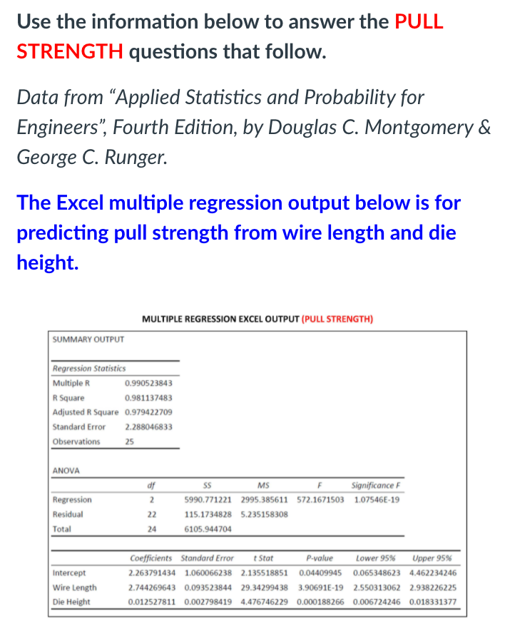 Solved Use the information below to answer the PULL STRENGTH | Chegg.com