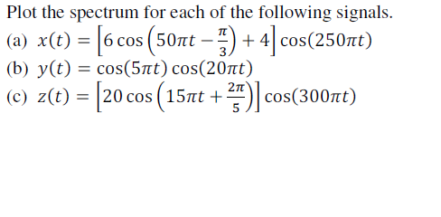 Solved Plot the spectrum for each of the following signals. | Chegg.com