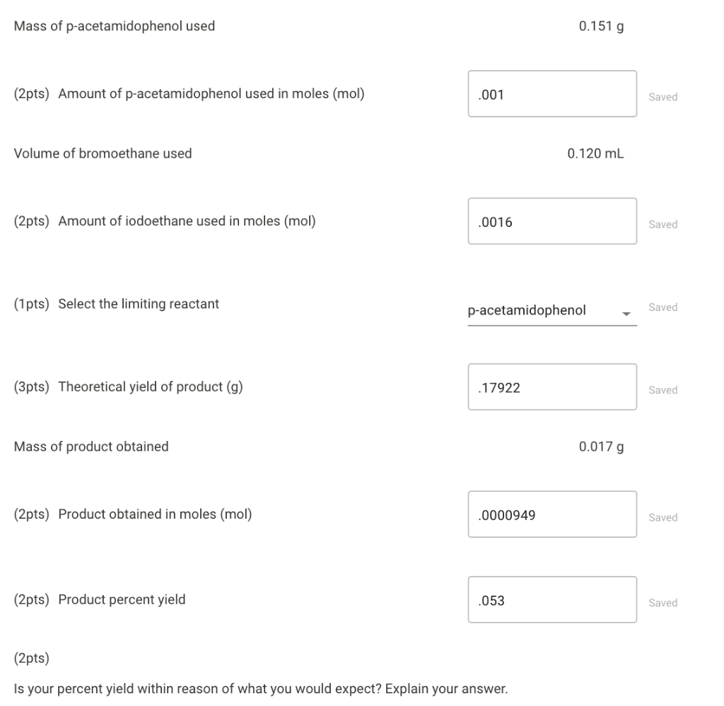 Solved PLEASE NOTE THERE IS A TYPO IODOETHANE WAS NOT USED | Chegg.com