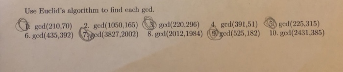 Solved Use Euclid's algorithm to find each ged. ged(210,70) | Chegg.com
